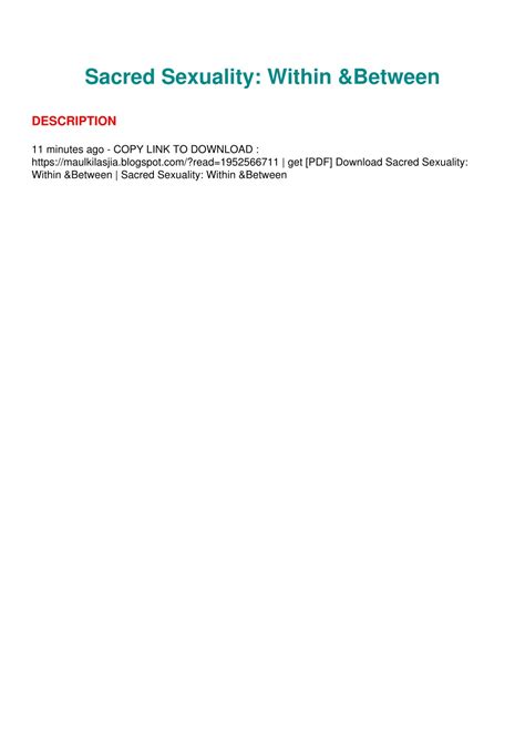 Ppt Pdf Sacred Sexuality Within And Between Free Powerpoint