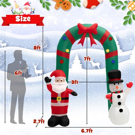 8 Feet Christmas Inflatable Archway With Santa Claus And Snowman Costway