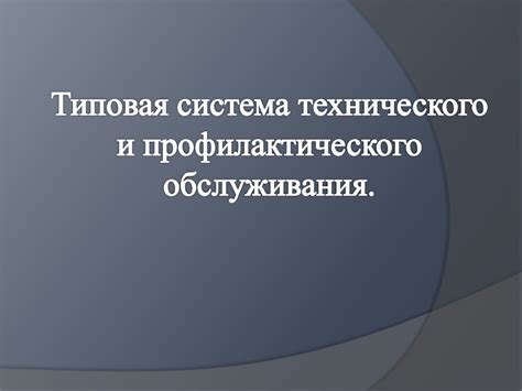 Типовая система технического и профилактического обслуживания