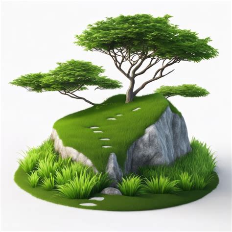 Premium Photo Artificial Turf Piece Of Land 3d Model Of Land