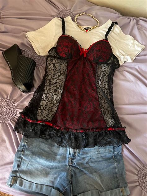 Black And Red Corset Styled Outfit