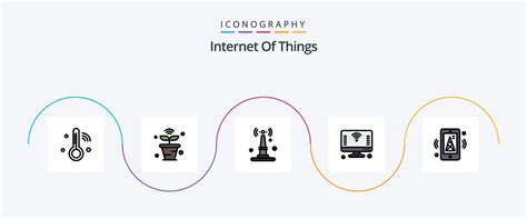 Pack Dicônes Plat Rempli De 5 Lignes Internet Des Objets Y Compris Le