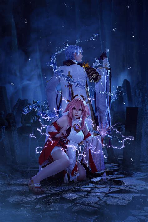 Artstation Genshin Impact Yae Miko And Ayato