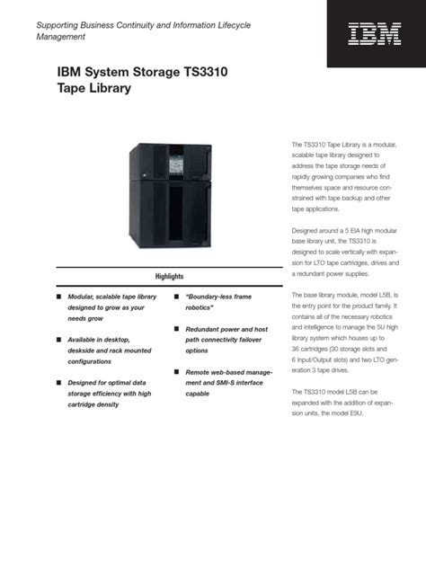 Ibm Ts3310 Tape Library Pdf Library Computing Computing