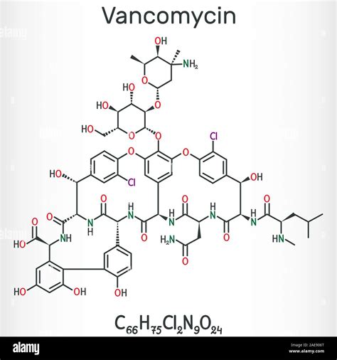 Vancomycin Molecule It Is An Antibiotic Used To Treat Bacterial