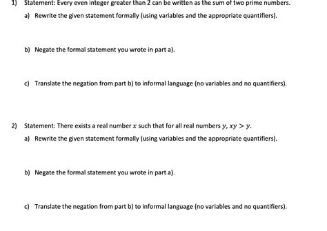 Solved 1 Statement Every Even Integer Greater Than 2 Can