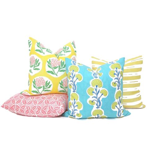 Pink Coffee Bean Block Print Decorative Pillow Cover 18x18 Etsy