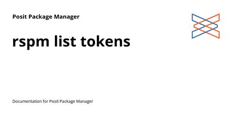 Rspm List Tokens Posit Package Manager