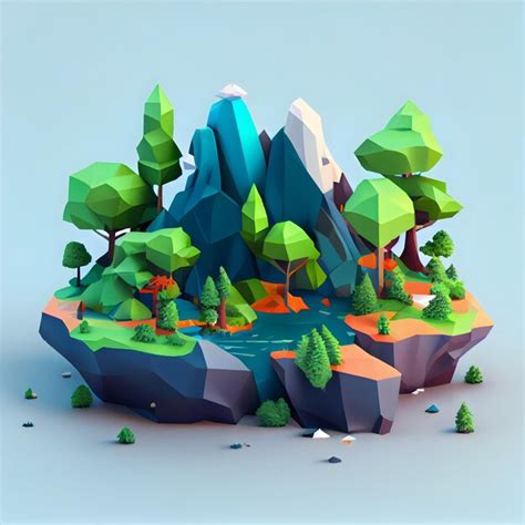 Premium Photo Low Poly Render Of A Landscape With A Rocks And Lake Game Concept Landscape