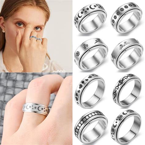 Buy Anxiety Ring For Women Spinner Fidgets Rings Stainless Steel Rotate