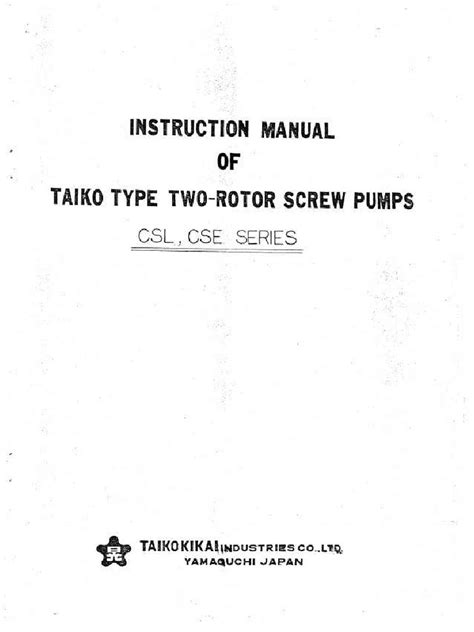 Taiko Pump Cse Instruction Manual Pdf