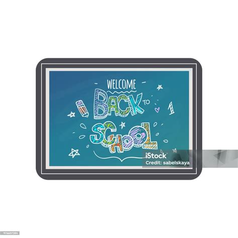 분필 기호 및 파란 칠판에 그림 학교 텍스트 디자인 돌아가기 0명에 대한 스톡 벡터 아트 및 기타 이미지 0명 개념 검은색 Istock