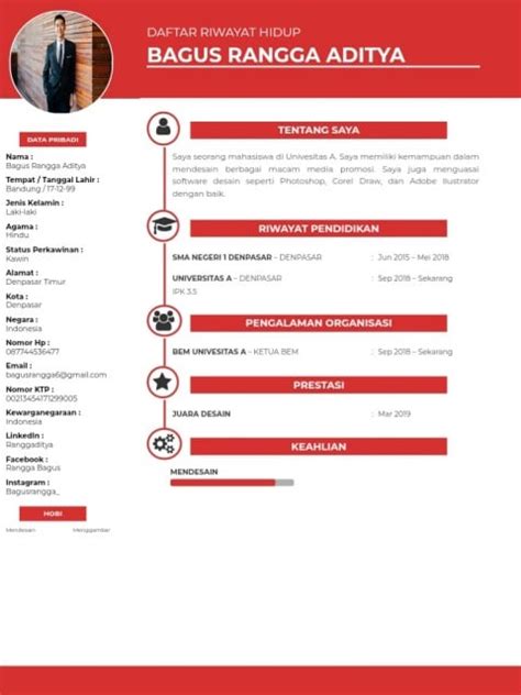 10 Contoh CV Mahasiswa Masih Kuliah Magang Dan Organisasi