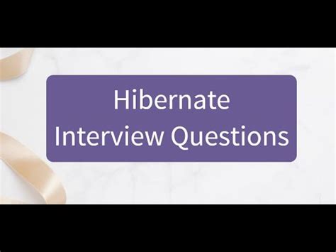 Hibernate Interview Questions Youtube