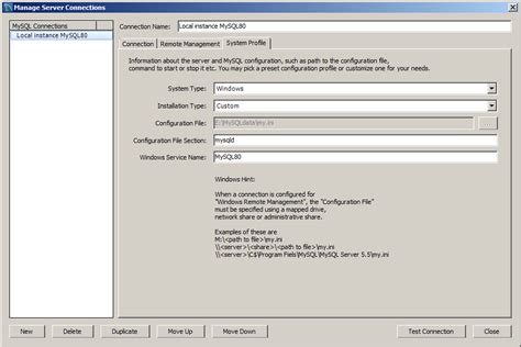 Mysql Workbench How Do I Change Options File My Ini Location For Windows Stack Overflow