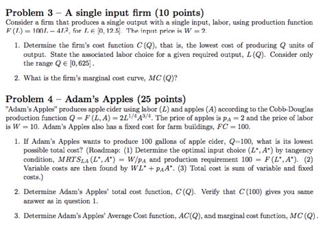 Solved Problem 3 A Single Input Firm 10 Points Consider