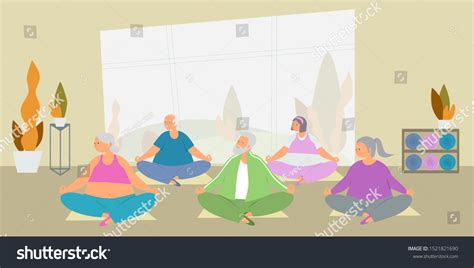 Elderly Care Fitness Flat Vector Illustration Stock Vector Royalty