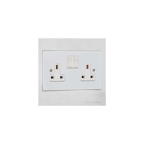 clarity perspex range double socket 13 amp in clear perspex white