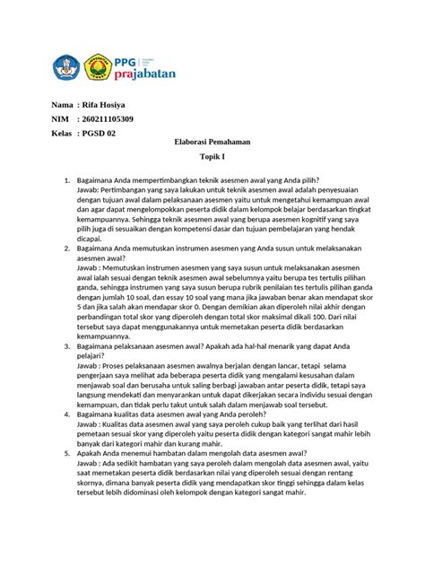 Elaborasi Pemahaman Topik 1 Pdf