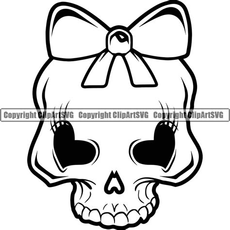 Girly Skull With Bow Tattoo
