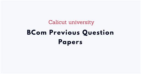 Bcom Previous Year Question Papers Calicut University Studynotes