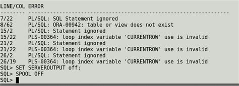 Solved Linecol Error 722 Plsql Sql Statement Ignored