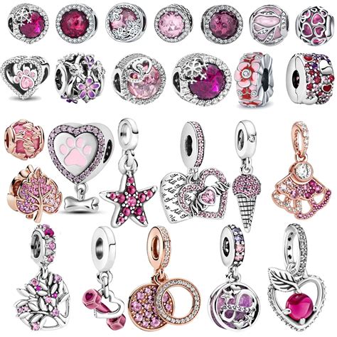 Breloque En Argent Regard 925 Pour Femme S Rie Rose Perles Spinales Convient Aux Bracelets