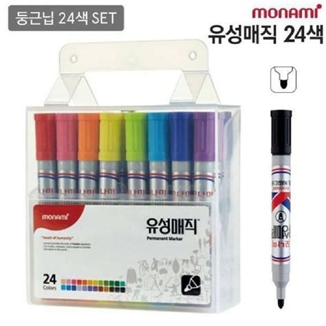 모나미 칼라 유성매직 24색 둥근닙 티몬