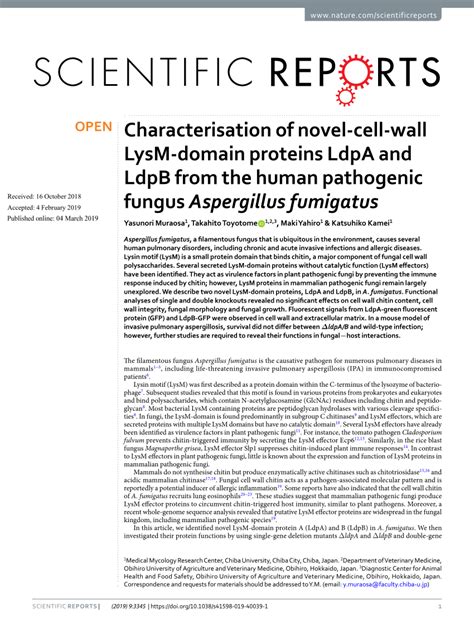 Pdf Characterisation Of Novel Cell Wall Lysm Domain Proteins Ldpa And Ldpb From The Human