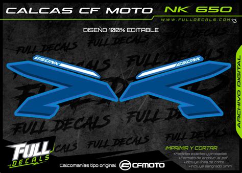 CALCAS CF MOTO NK650 DISEÑO TIPO ORIGINAL FULL DECALS