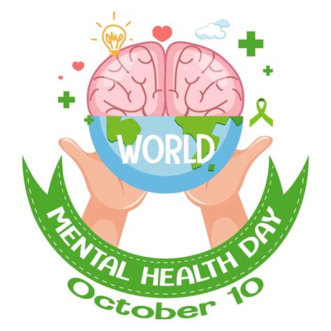 World Mental Health Day Banner Or Logo Isolated On White Background