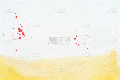 黄色水彩笔触与红色飞溅在白纸背景