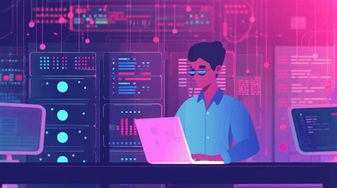 Computer Engineer Solving Technical Issues On A Laptop With Big Data