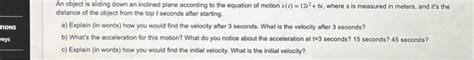 Solved An Object Is Sliding Down An Inclined Plane According Chegg