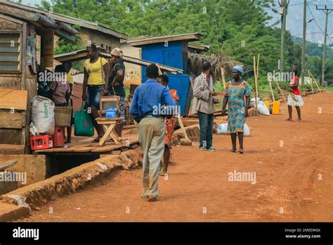 Local African People Doing Daily Job In Ghana Village Western Africa