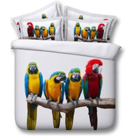 Housse De Couette Oiseau Perroquet Qui Parle 240x260cm Parure De Lit 3