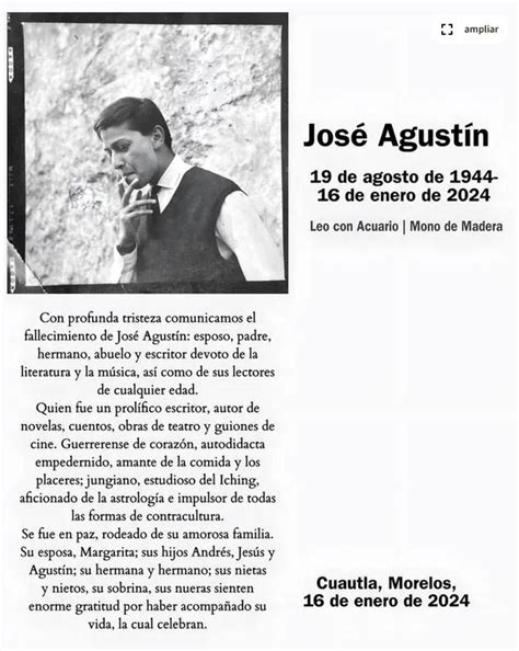 Muere El Escritor José Agustín A Los 79 Años De Edad