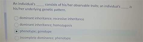 Solved An Individuals Consists Of Hisher Observable