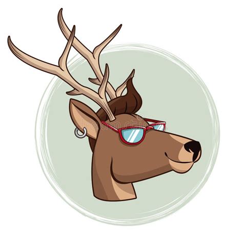Portrait Of Funny Vintage Hipster Deer With Stock Vector Illustration