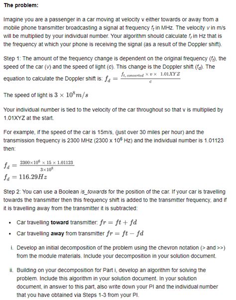 Solved Equation To Calculate The Doppler Shift Is Fd Cft Chegg Com