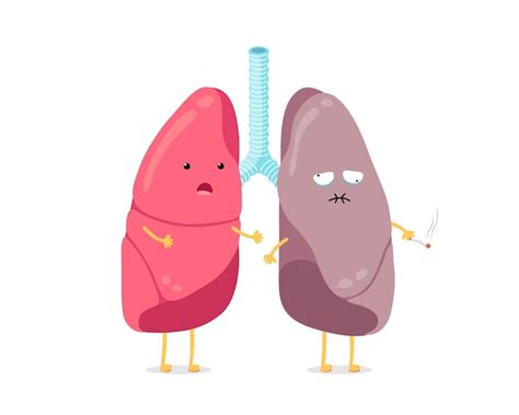 Premium Vector Cute Cartoon Funny Lungs Character With Dumbbells