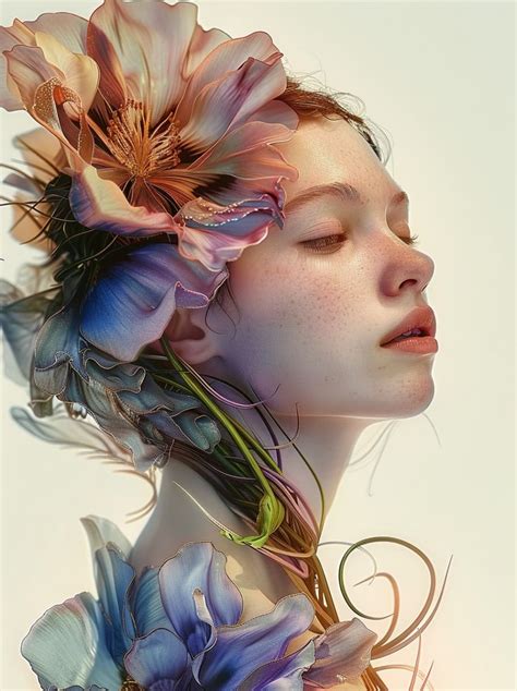 Tetyana Erhart Digital Art 💙💛 Floral Portrait Art Portraits With