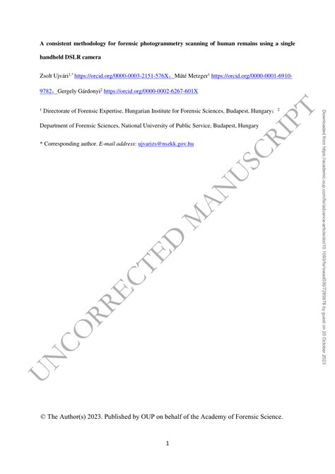 Pdf A Consistent Methodology For Forensic Photogrammetry Scanning Of