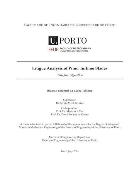 Pdf Fatigue Analysis Of Wind Turbine Blades · Abstract Life Cycle