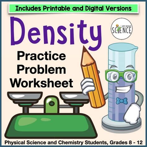 Calculating Density Practice Problems Worksheets - Mass Volume Density