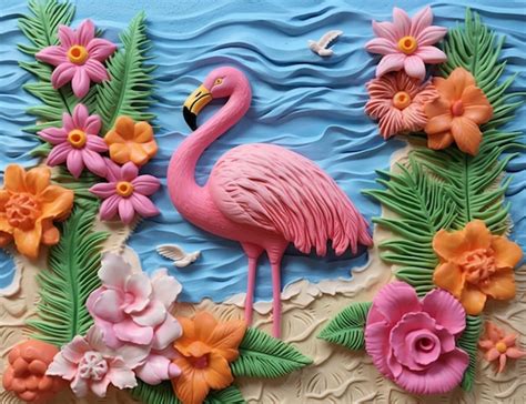 Premium AI Image There Is A Cake With A Pink Flamingo And Flowers On
