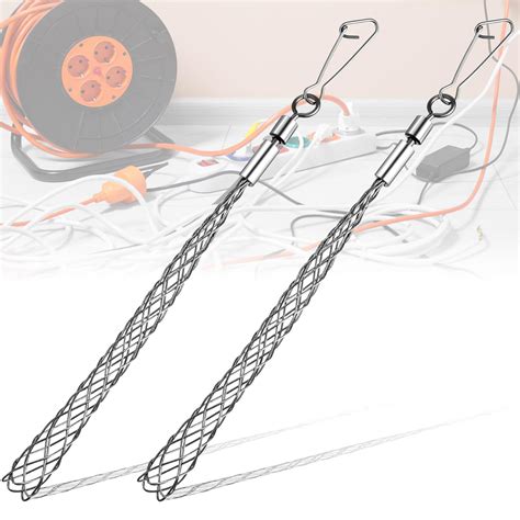 Gisafai 2 Pcs 12 In Wire Pulling Grip Mesh Cable Pulls Metal Cable