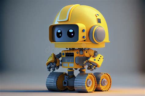 Engineer Robot With 3d Rendering Cute And Small Artificial Intelligence