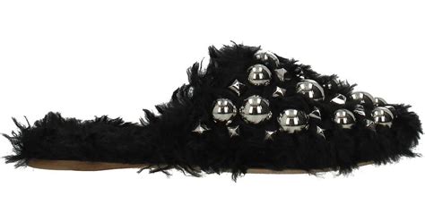 Miu Miu Slippers And Clogs Eco Fur Black Lyst