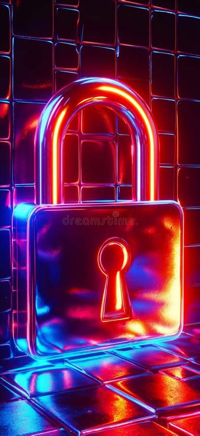 cybersecurity concept holographic safety lock cyber security stock